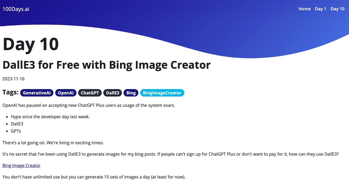 Day 10 - DallE3 for Free with Bing Image Creator